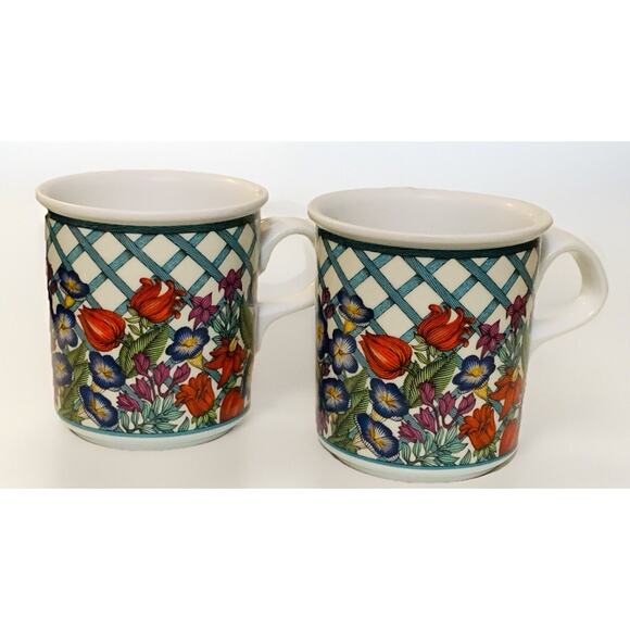Dansk | Dining | Dansk Nordic Garden Mug Floral Lattice 2 Oz Set Of 2 ...